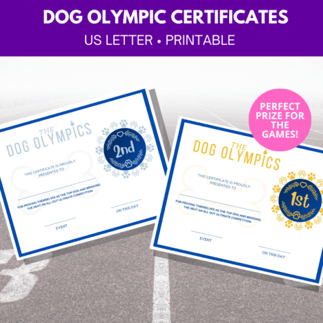 Dog Olympic Award Certificates | Pennies, Places, and Paws
