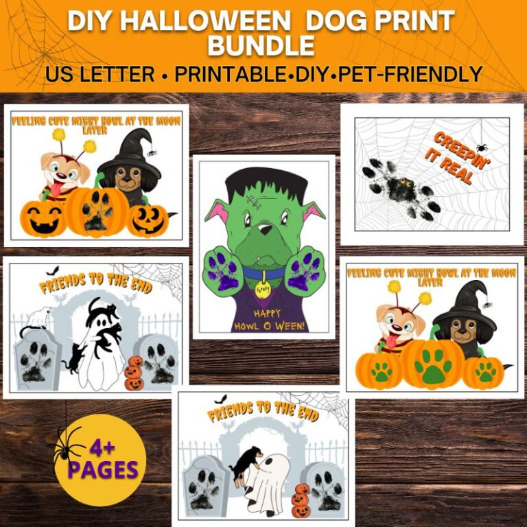 Halloween Themed Dog Paw Print Art Bundle- Ghosts, Witch, Frankenstein ...